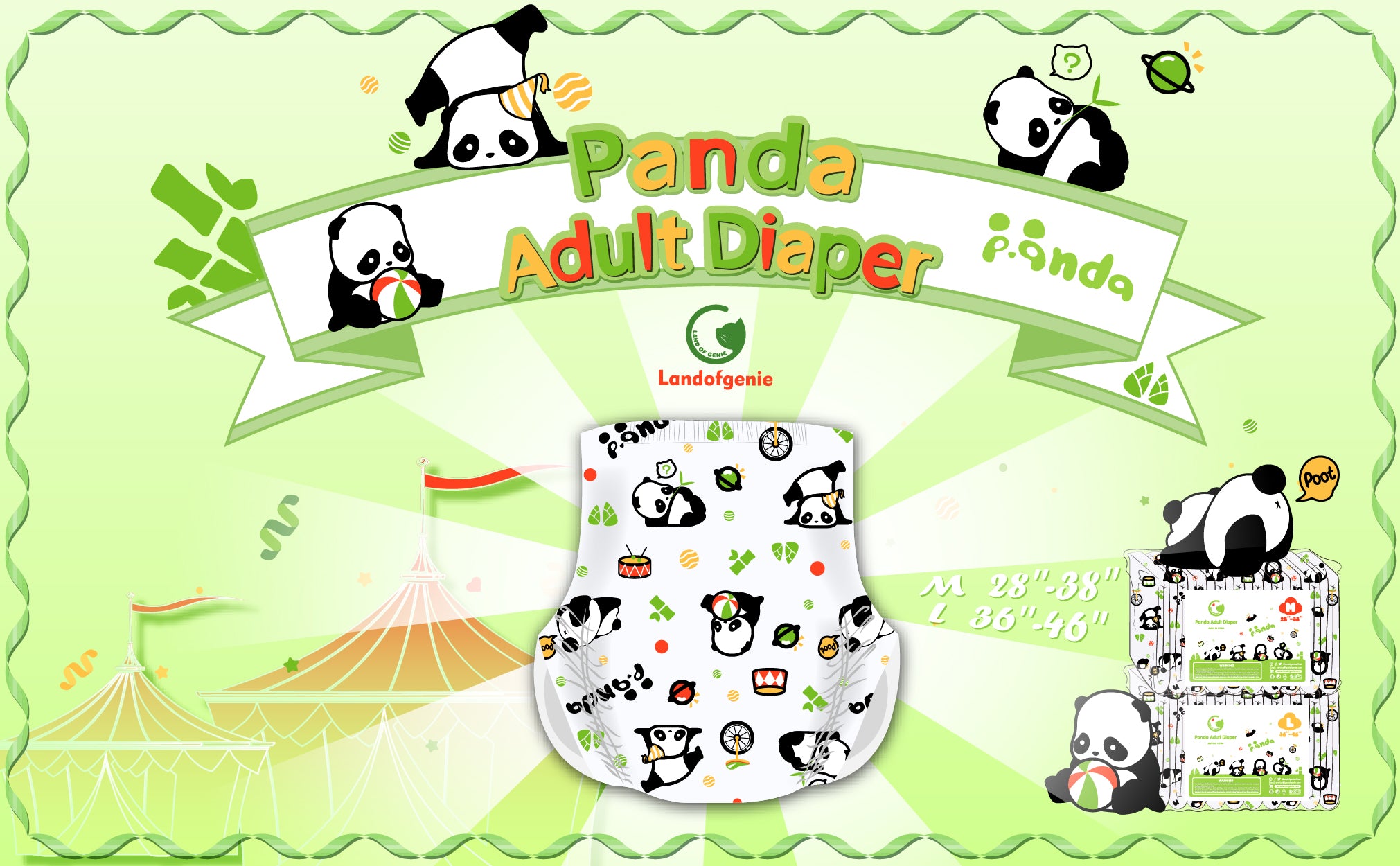 Diaper Cartoon Panda Dressed